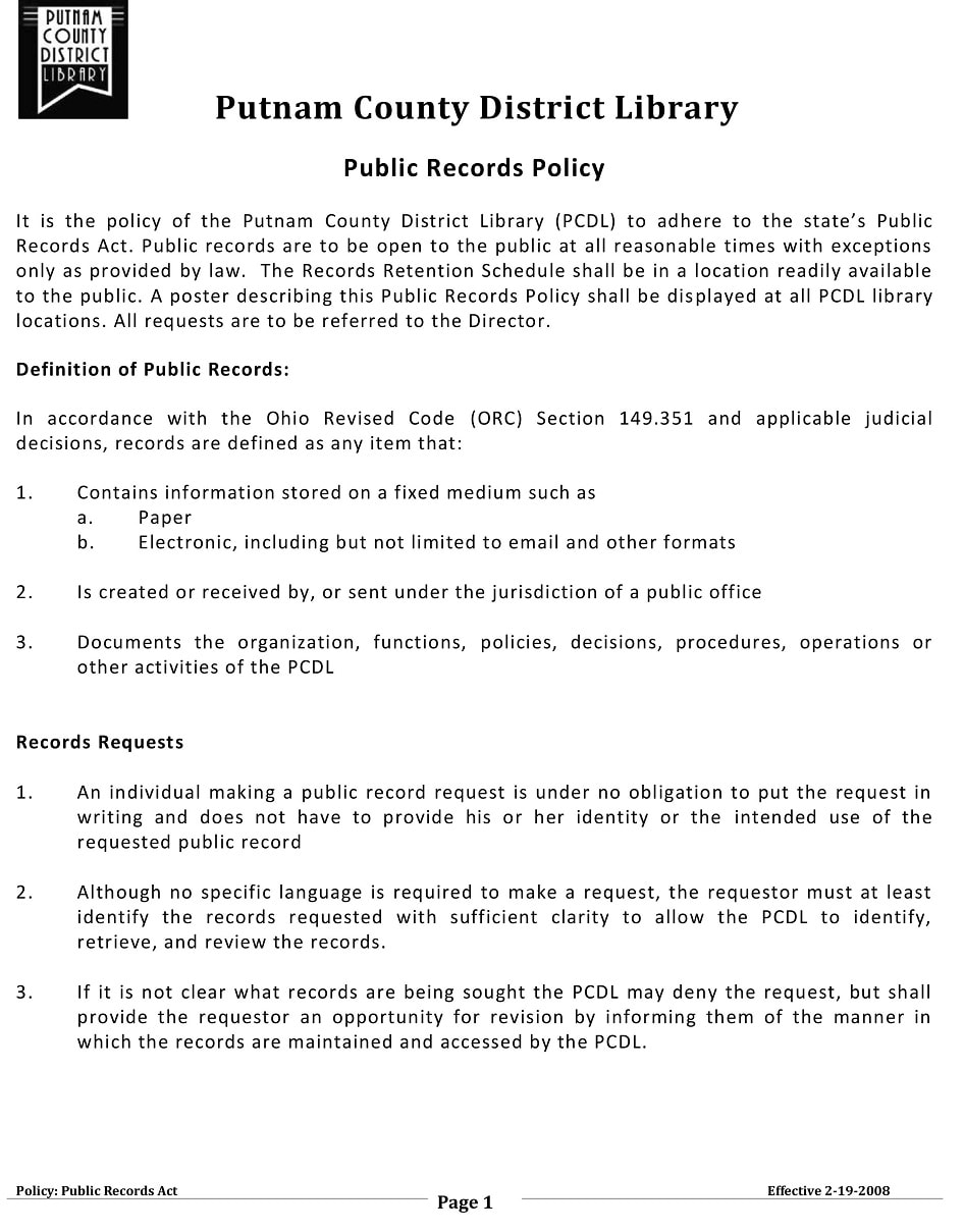 Public Records | Putnam County District Library